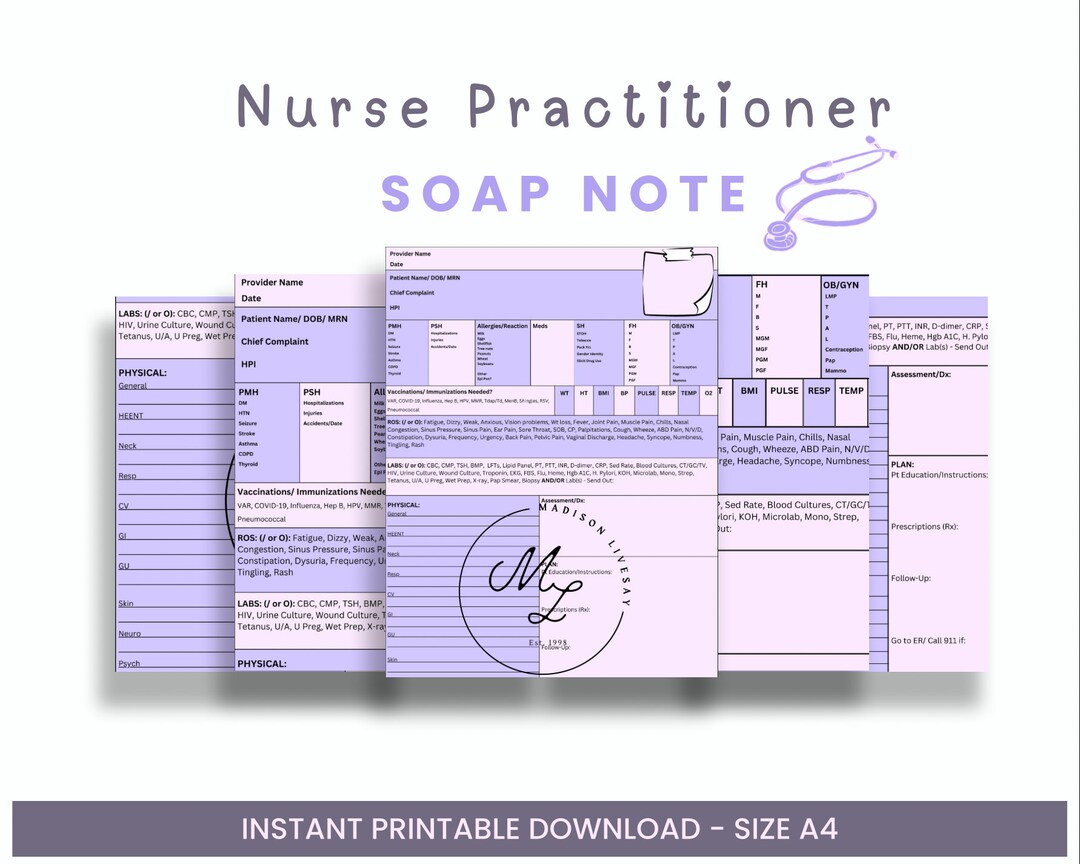 SOAP Note for Nurse Practitioner, Nurse Practitioner Student, SOAP Note ...
