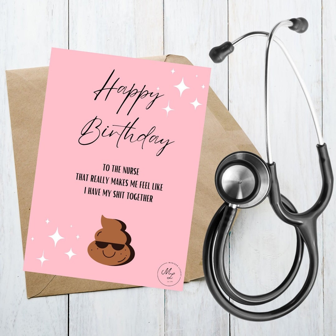 Funny Birthday Card for Nurse, Printable Card, Digital Download ...
