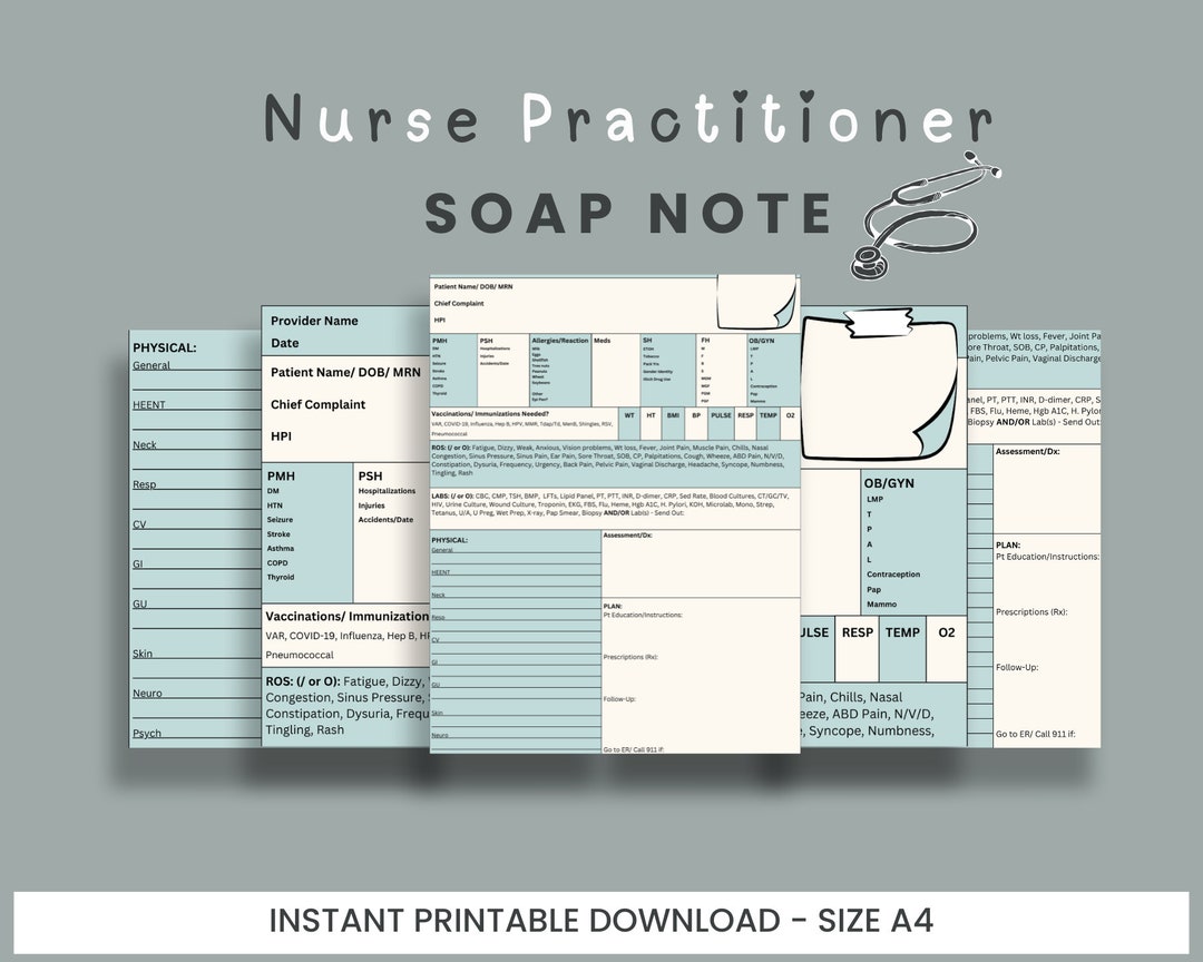 SOAP Note for Nurse Practitioner, Nurse Practitioner Student, SOAP Note ...