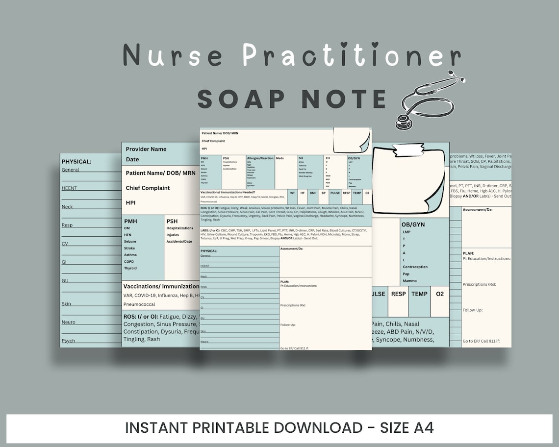 Nurse Practitioner SOAP Note Template (digital Download) - Etsy