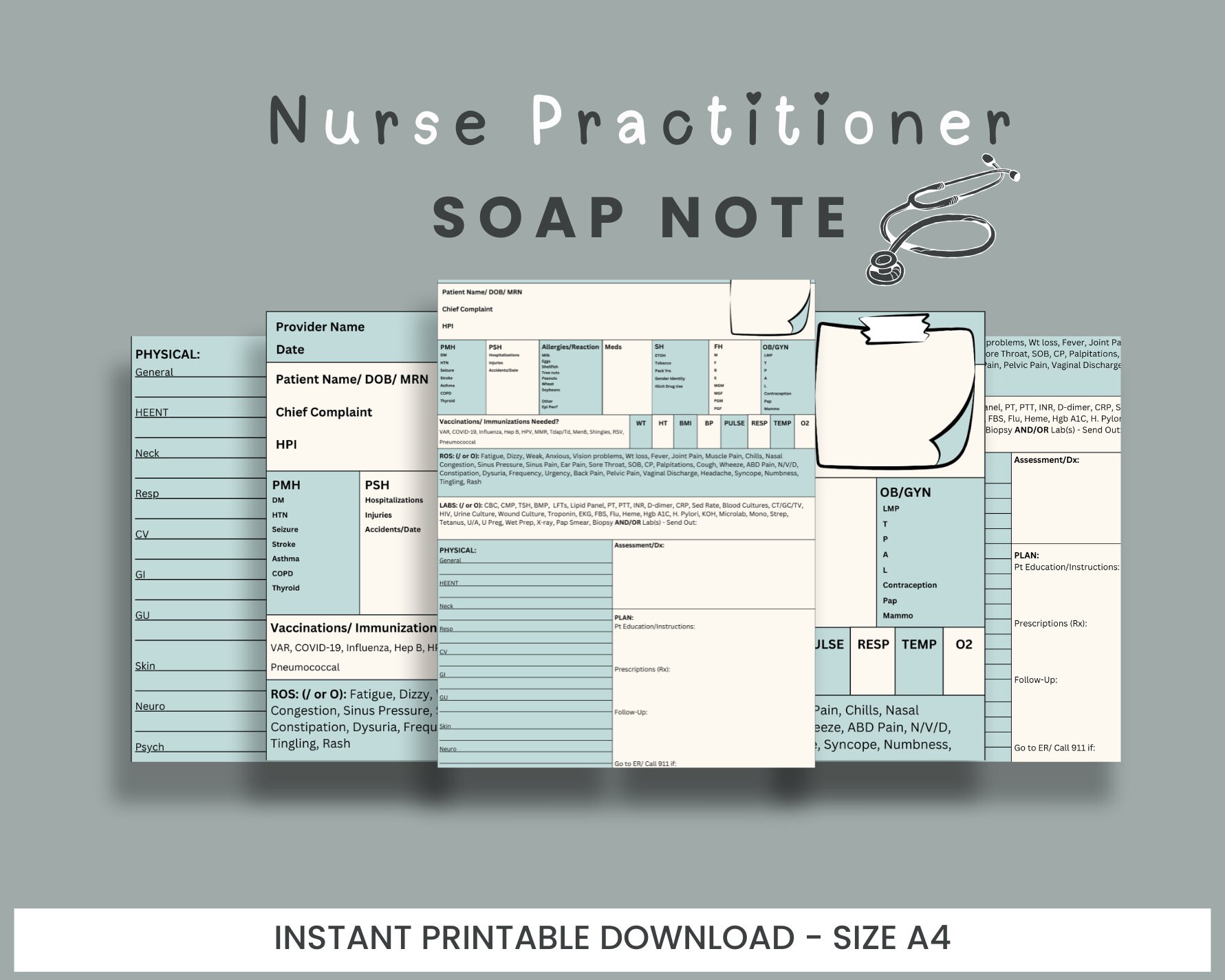 Nurse Practitioner SOAP Note Template (digital Download) - Etsy