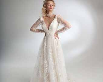 A-line V-neck Wedding Dress VESNA | Etsy