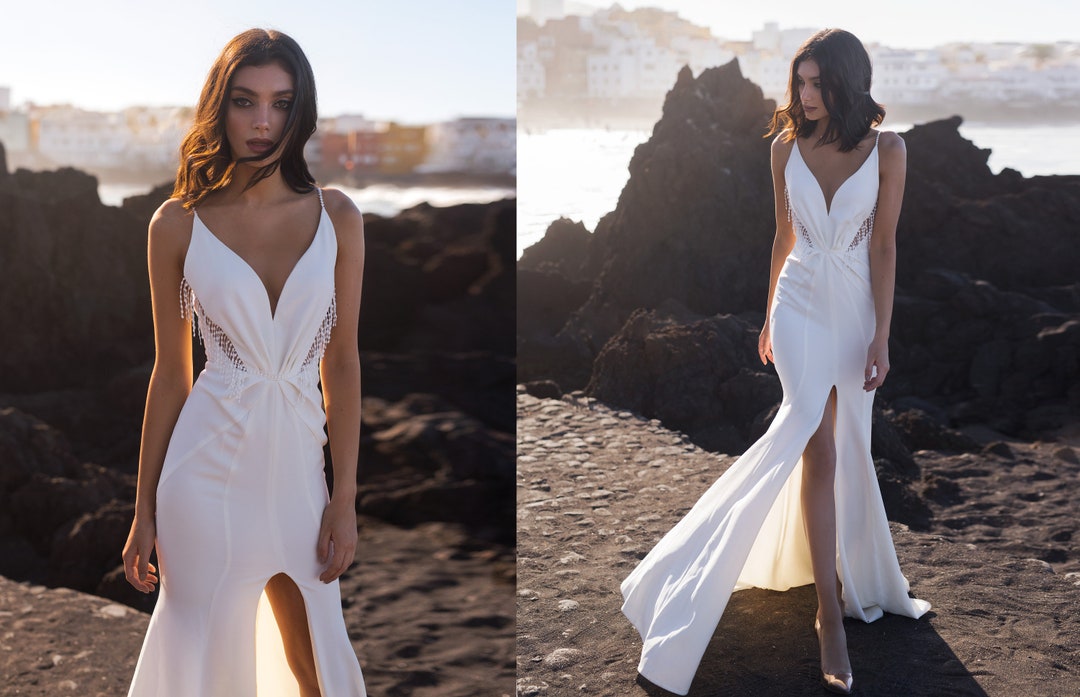 Weddingm Dress ANDRA With Long Train by Blamma-biamo Classic - Etsy