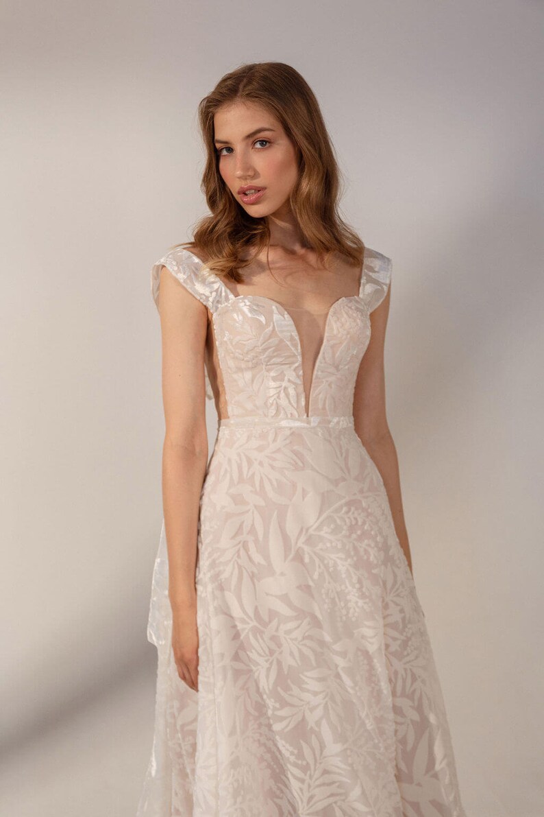 A-line V-neck Wedding Dress VESNA - Etsy