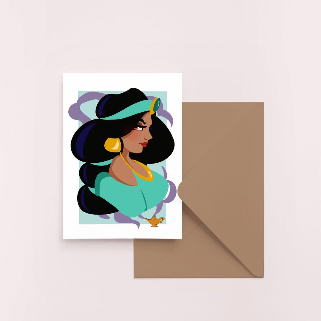 Aladdin Greeting Cards Jasmine Disney Blank Card - Etsy