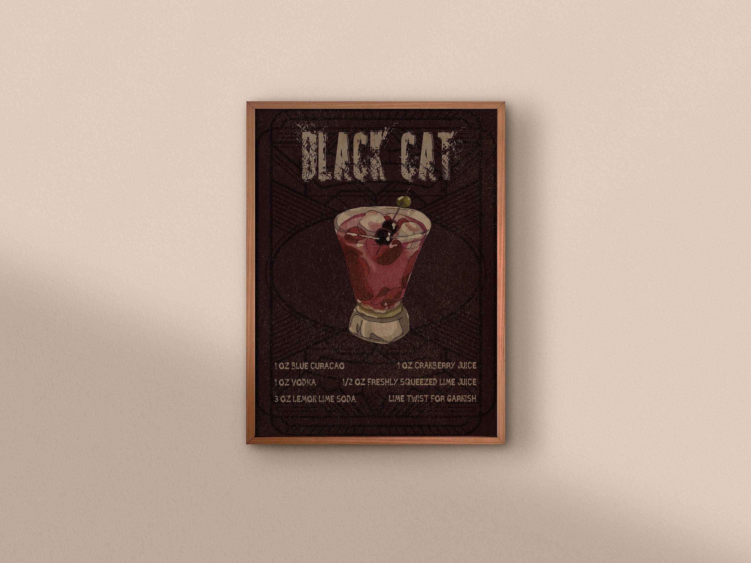 Black Cat Cocktail Recipe Wall Art, Printable Horror Cocktail Poster ...