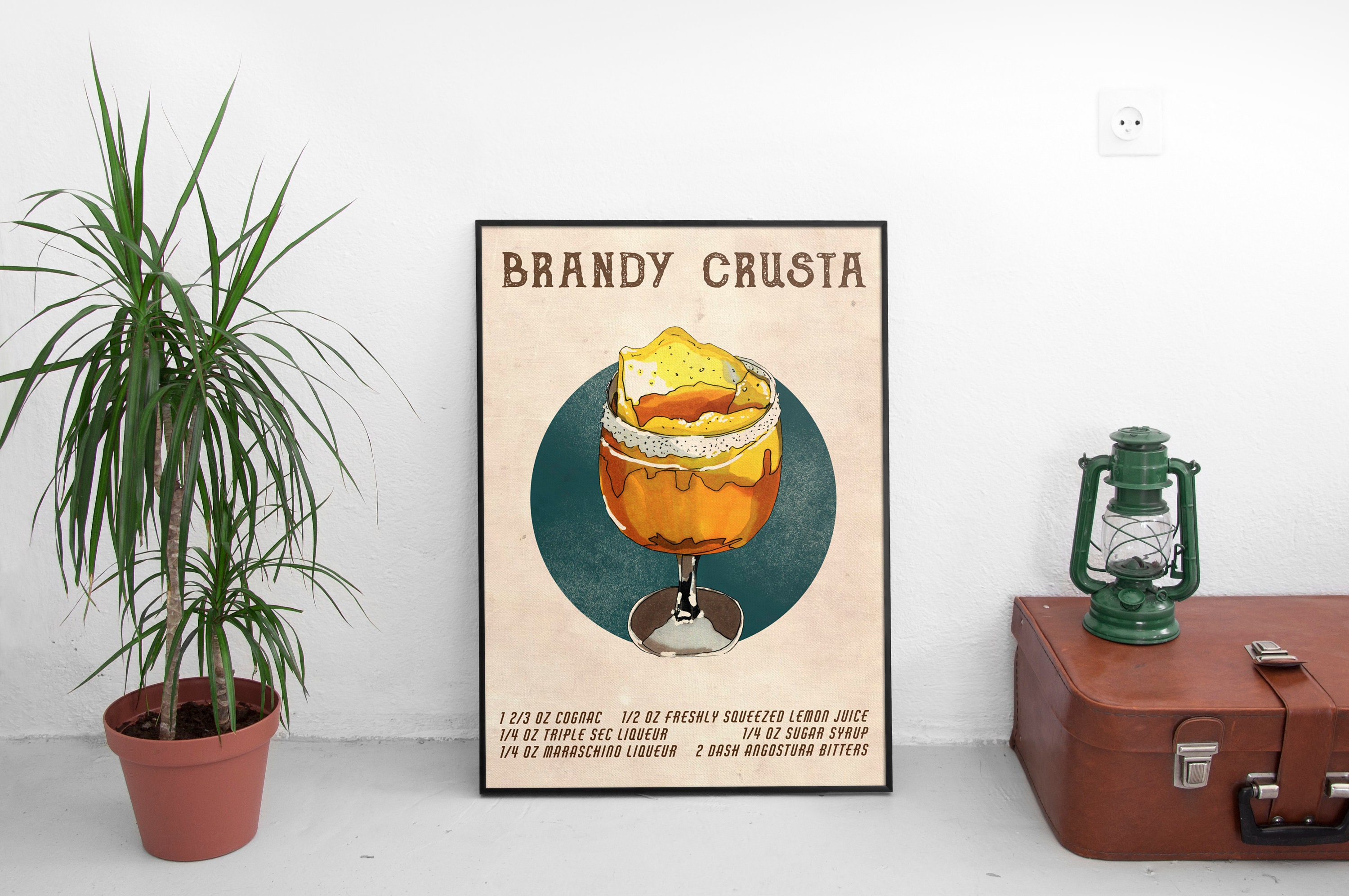 Brandy Crusta Printable Vintage Style Cocktail Poster, Brandy Crusta ...