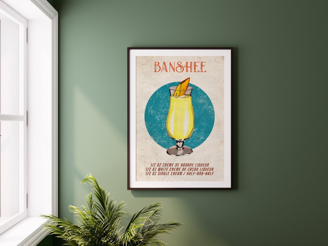 Banshee Printable Vintage Style Cocktail Poster, Banshee Cocktail ...