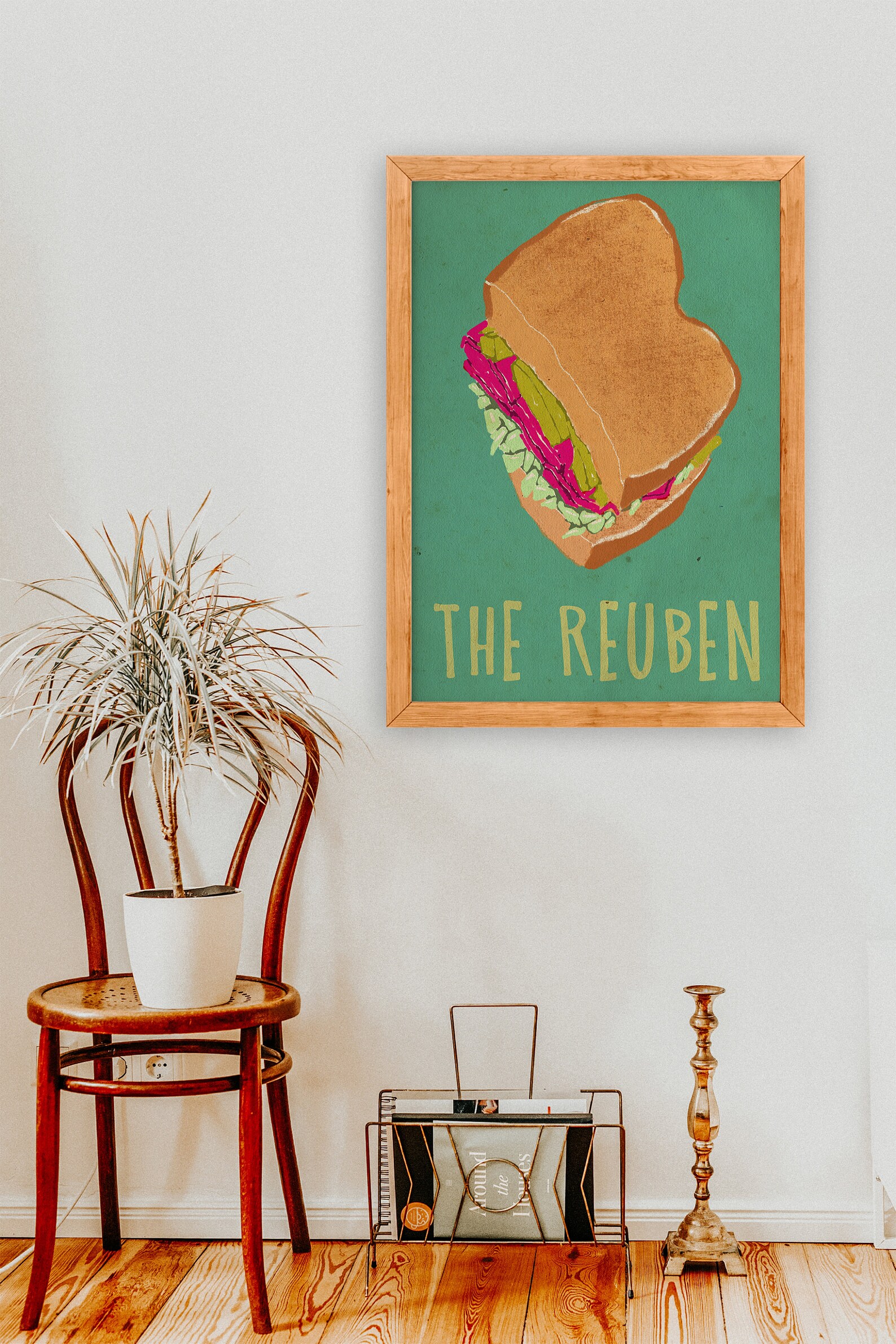 The Reuben Sandwich Poster, Printable Vintage Sandwich Wall Art, Mid ...