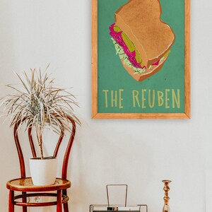 The Reuben Sandwich Poster, Printable Vintage Sandwich Wall Art, Mid ...