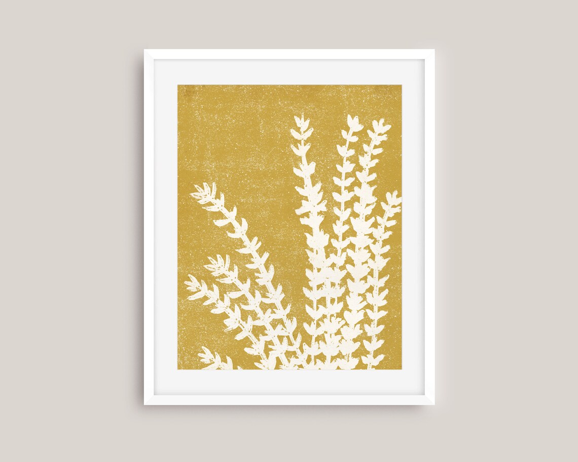 Mustard Yellow Wall Art Abstract Botanical Wall Decor - Etsy