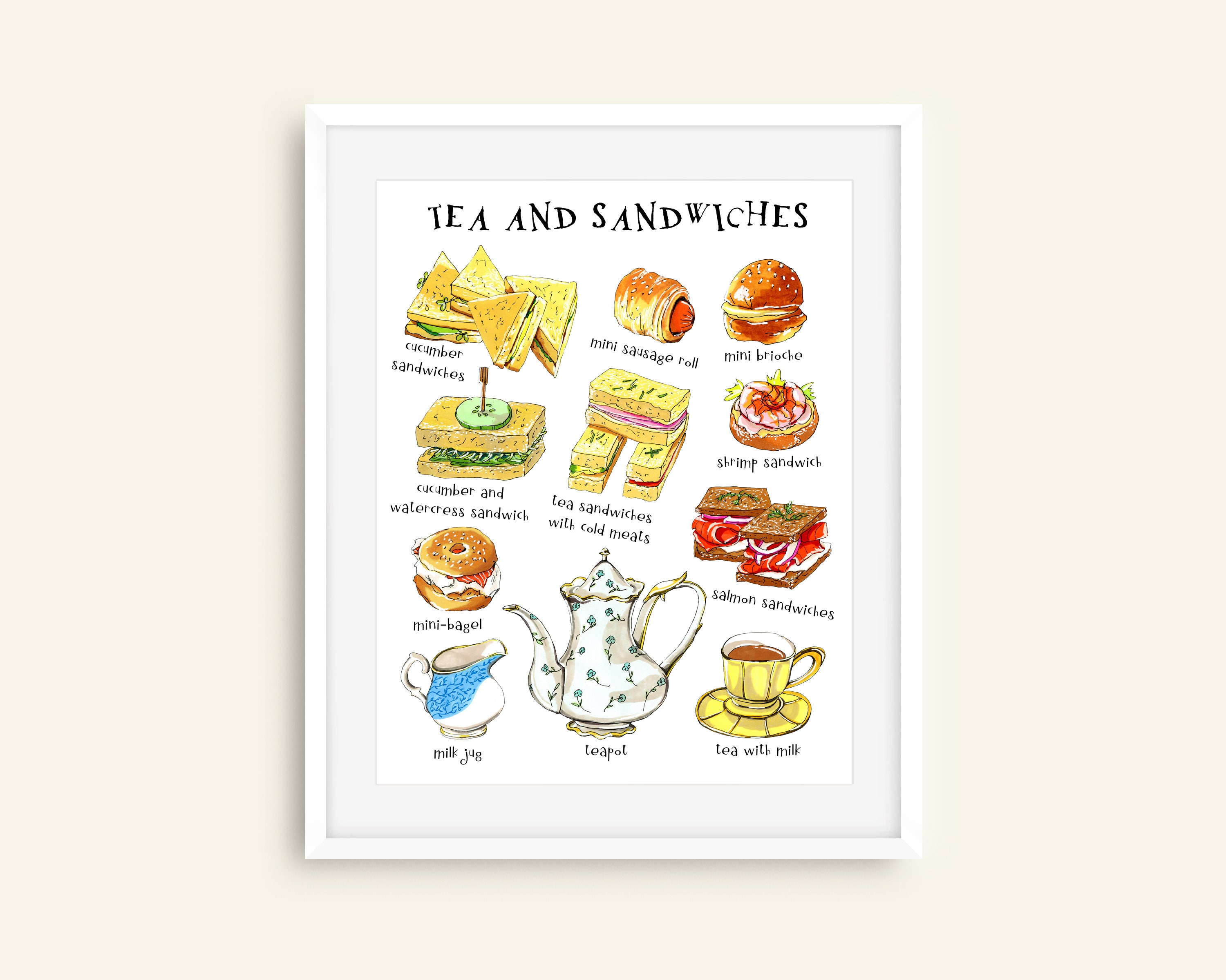 Tea Party Digital Food Poster, Printable Teatime Nursery Wall Art ...