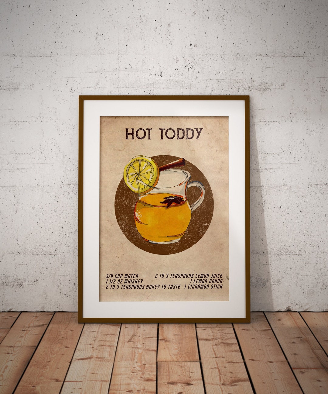 Hot Toddy Printable Vintage Style Cocktail Poster, Hot Toddy Cocktail ...