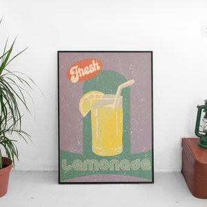Vintage Style Lemonade Print, Lemonade Printable Poster, Retro Style ...