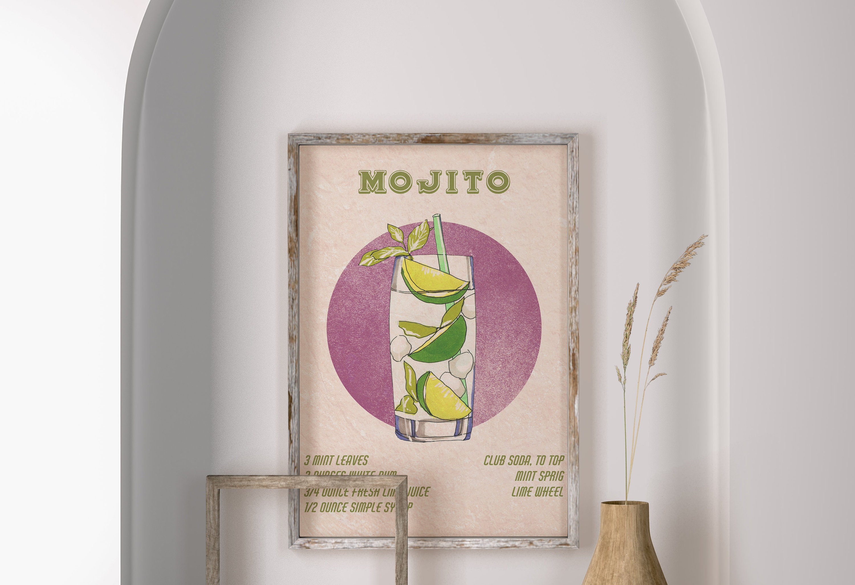 Mojito Cocktail Printable Vintage Style Poster, Summer Cocktail Print ...