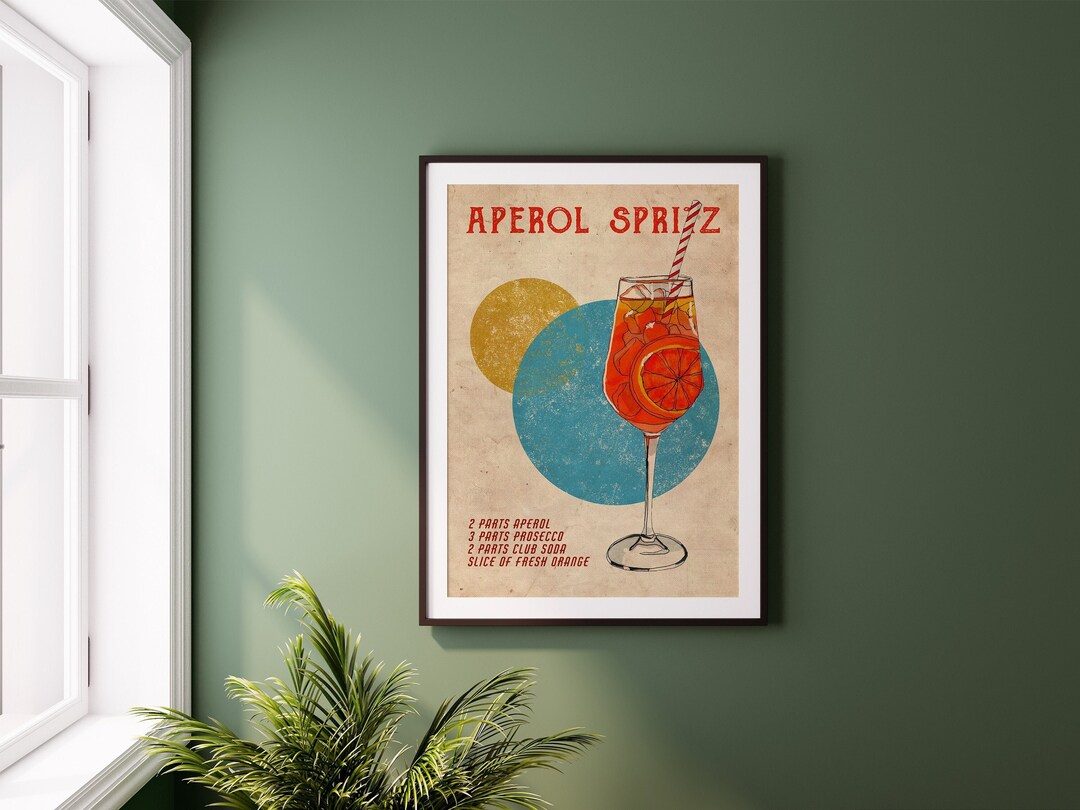 Aperol Spritz Printable Vintage Style Poster, Cocktail Recipe Digital ...