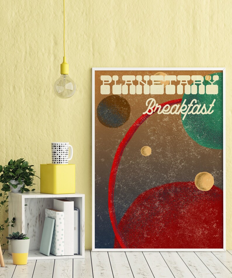 Planet Food Poster, Retro Space Printable, Vintage Sci-fi Kitchen Print ...