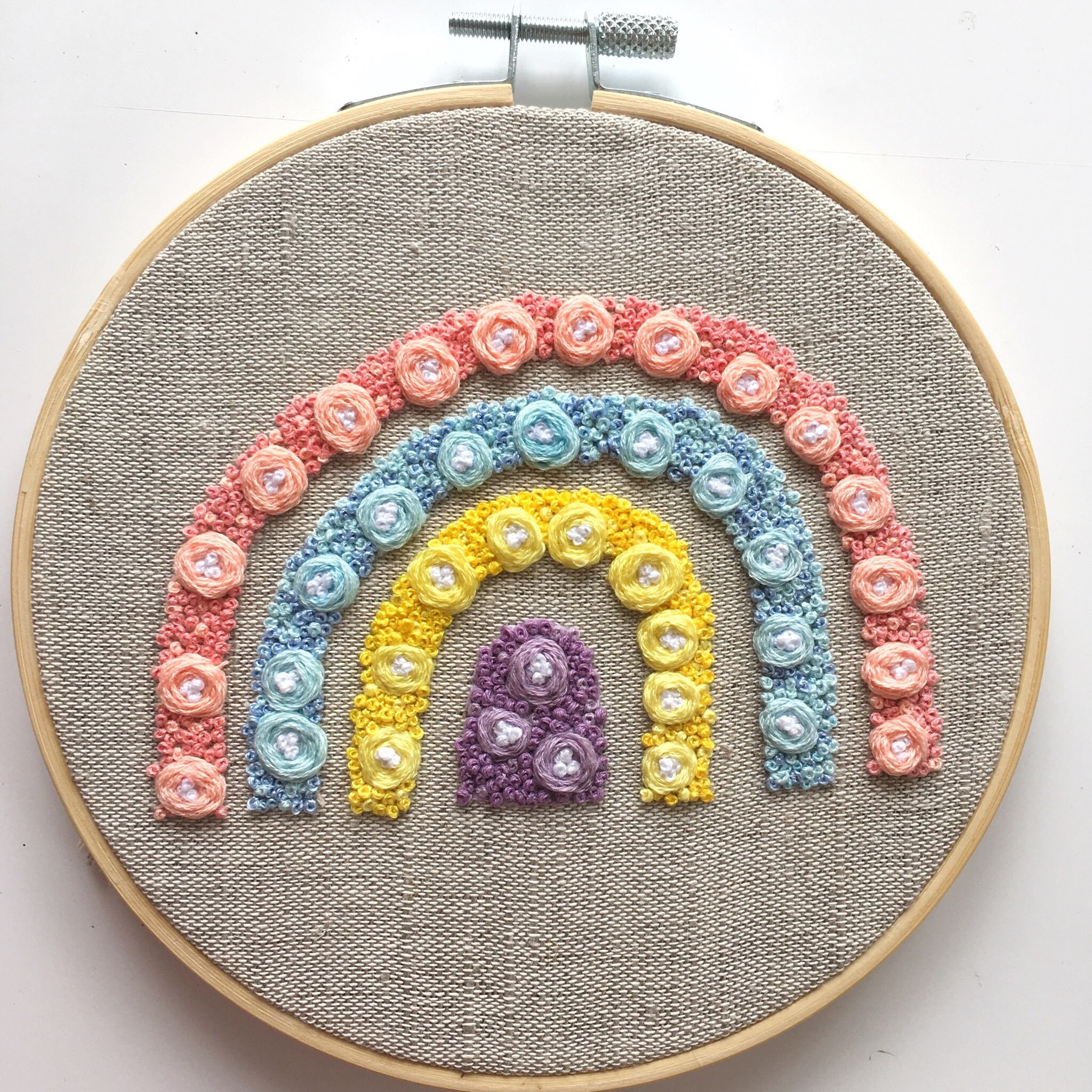 Rainbow Hand Embroidery Hoop Art Wall Hanging, Home Decor, Embroidered ...