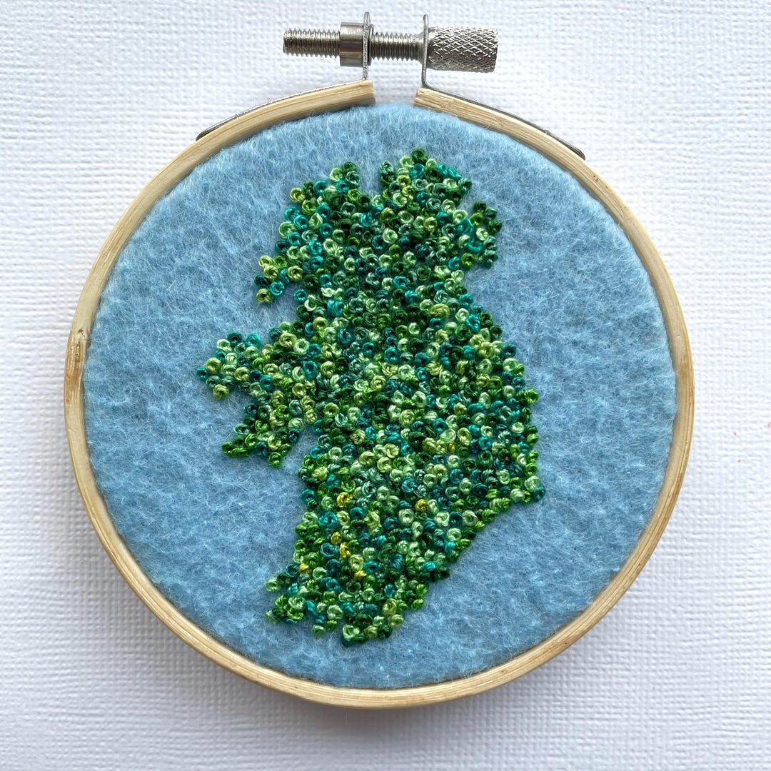 Embroidered Map of Ireland, Ornament Irish Lucky, Eire Map, Irish Gift ...