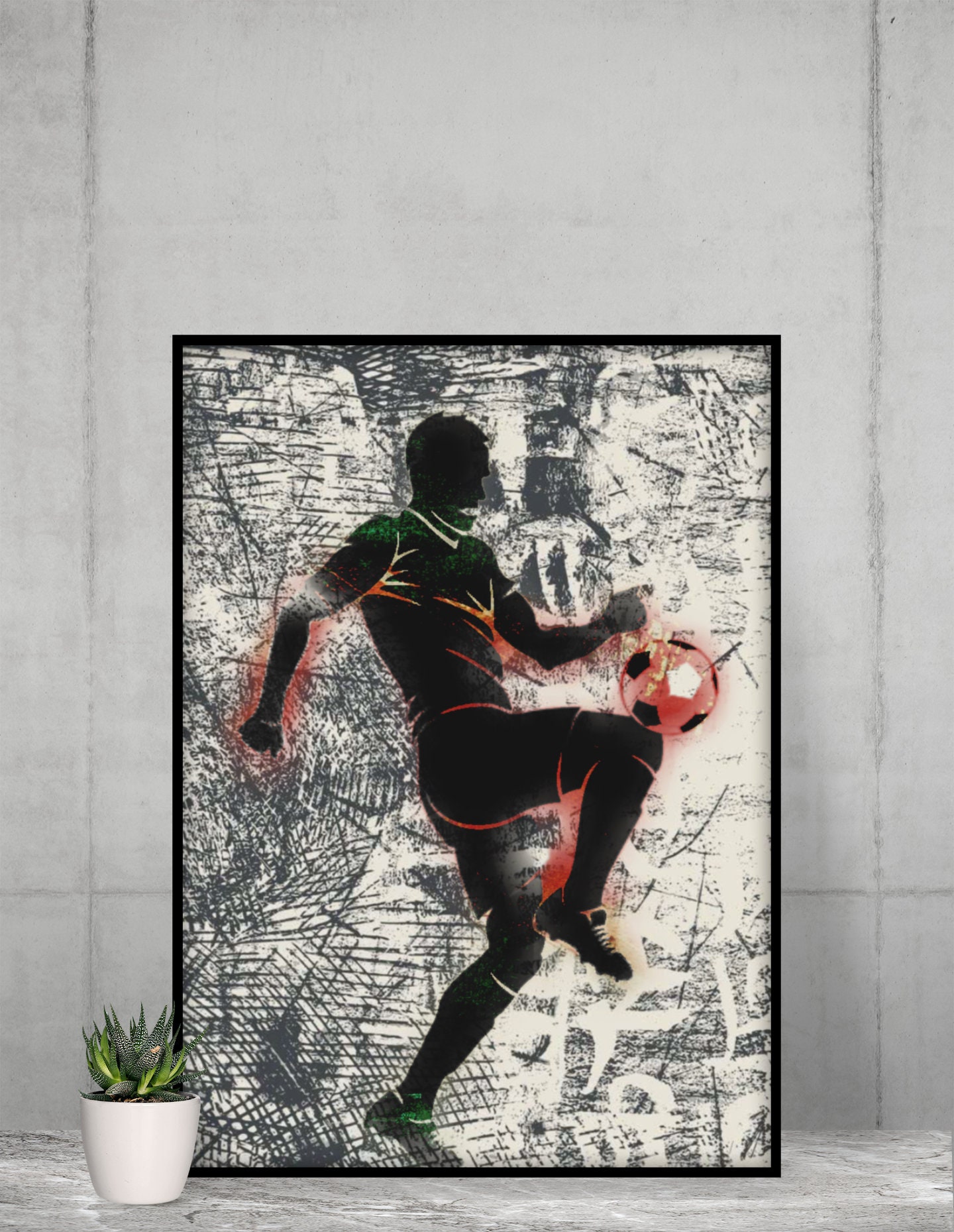 Football Wall Art, Black and Red Football Poster sold by Ian O'brien ...