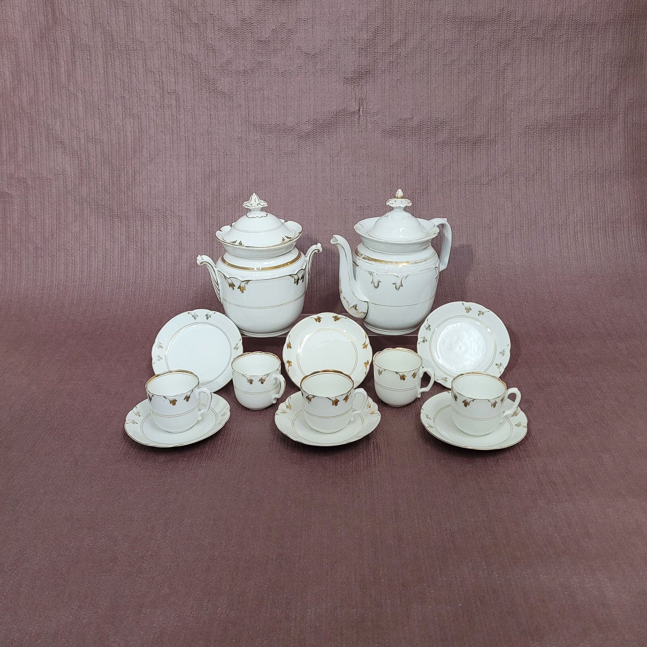 Vieux Paris Antique Coffee Set – Coffee Pot, Sugar Pot, 5 Cups and 6 ...