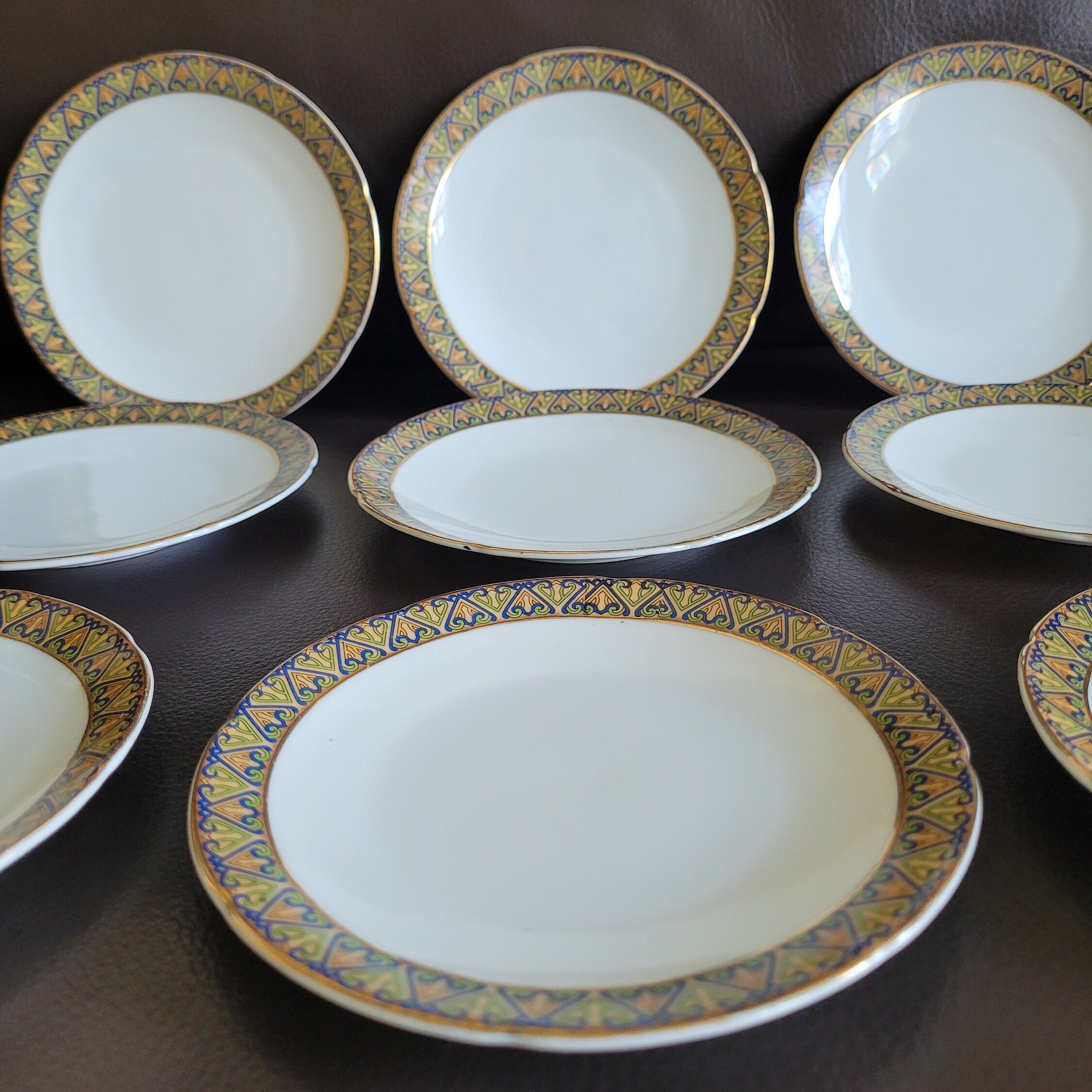 Antique Porcelain Art Deco Cake Plate Set or Dessert Plate Set With ...