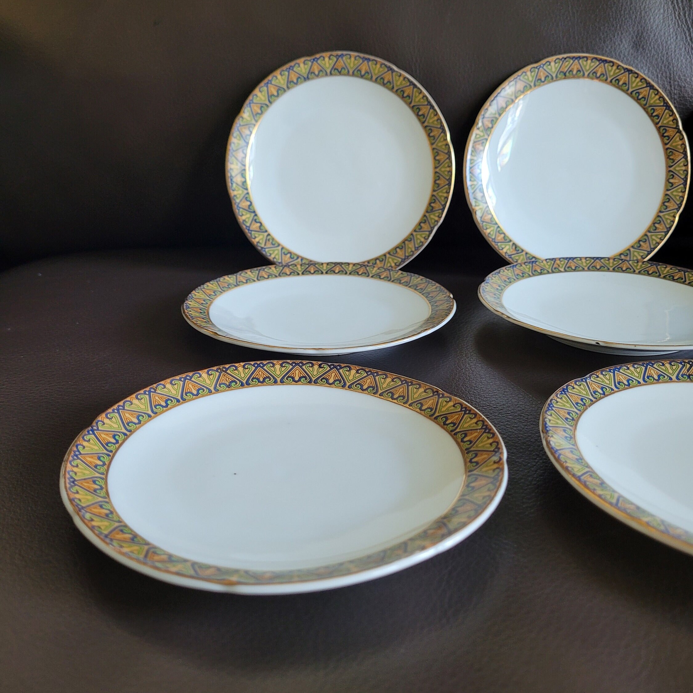 Antique Porcelain Art Deco Cake Plate Set or Dessert Plate Set With ...