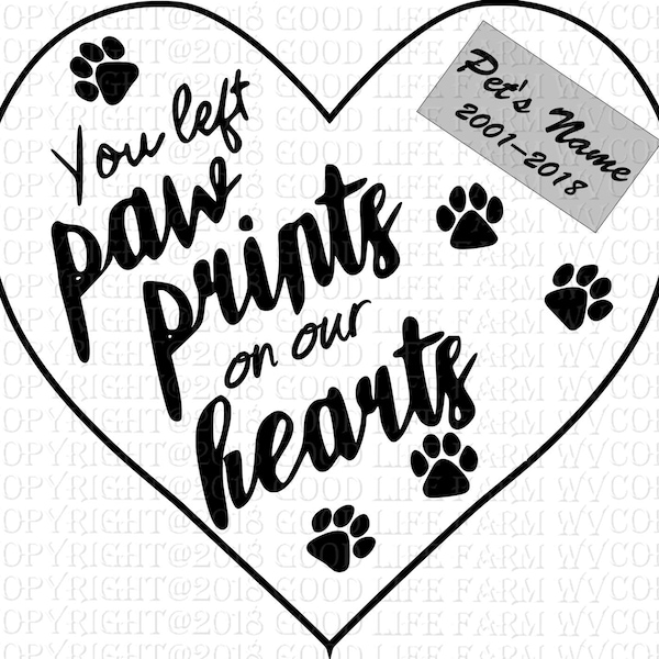 Paw Prints on Our Heart Svg - Etsy