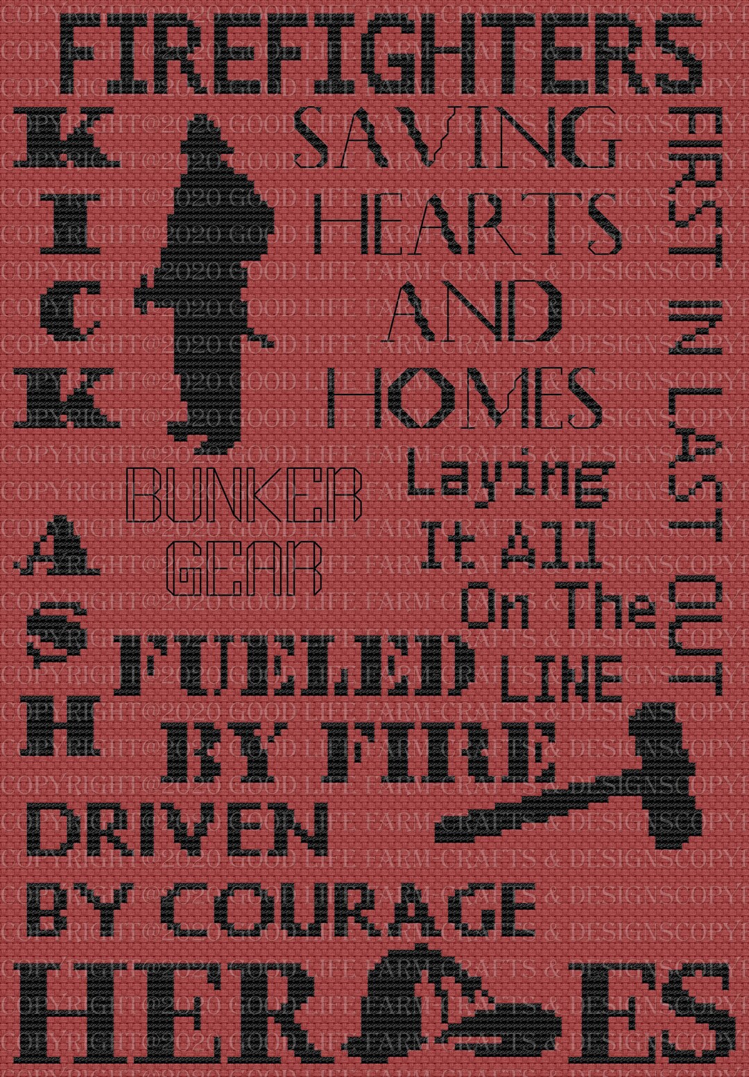 Firefighter Hero Cross Stitch Pattern - PDF File - Instant Download - Etsy