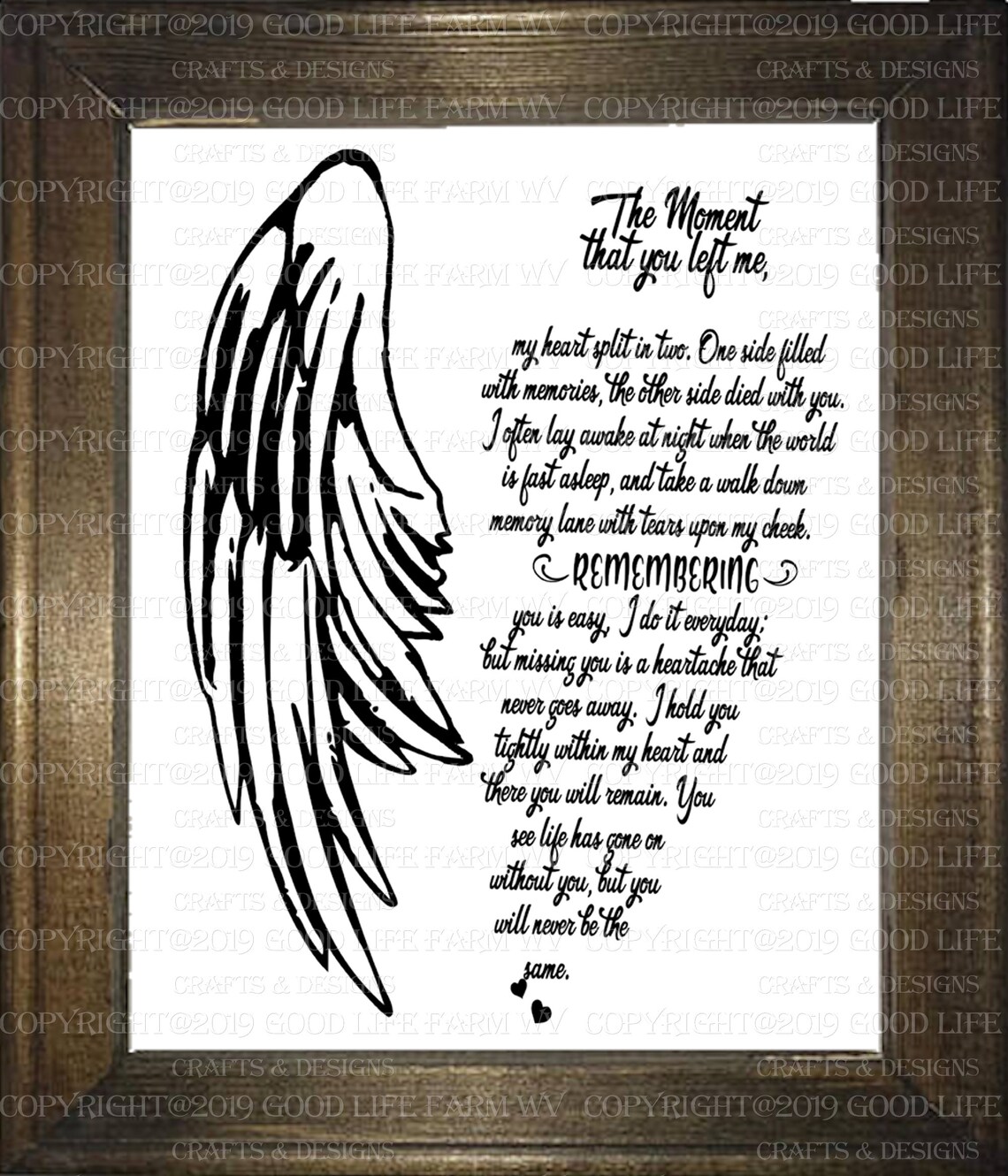The Moment You Left Me-poem-memorial, SVG, Png, Jpeg, Esp Cutting File ...