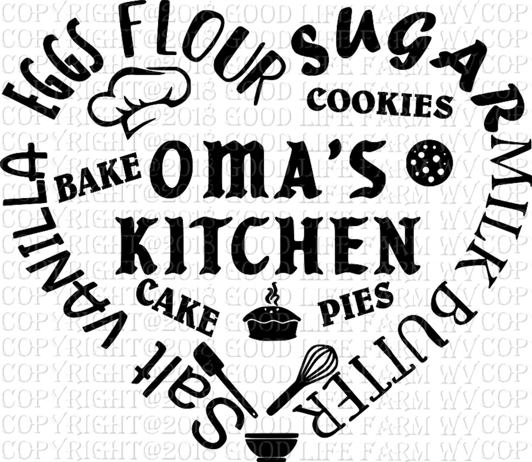 OMA'S KITCHEN - Svg-png, Jpeg, Eps Cutting File - Instant Download - Etsy
