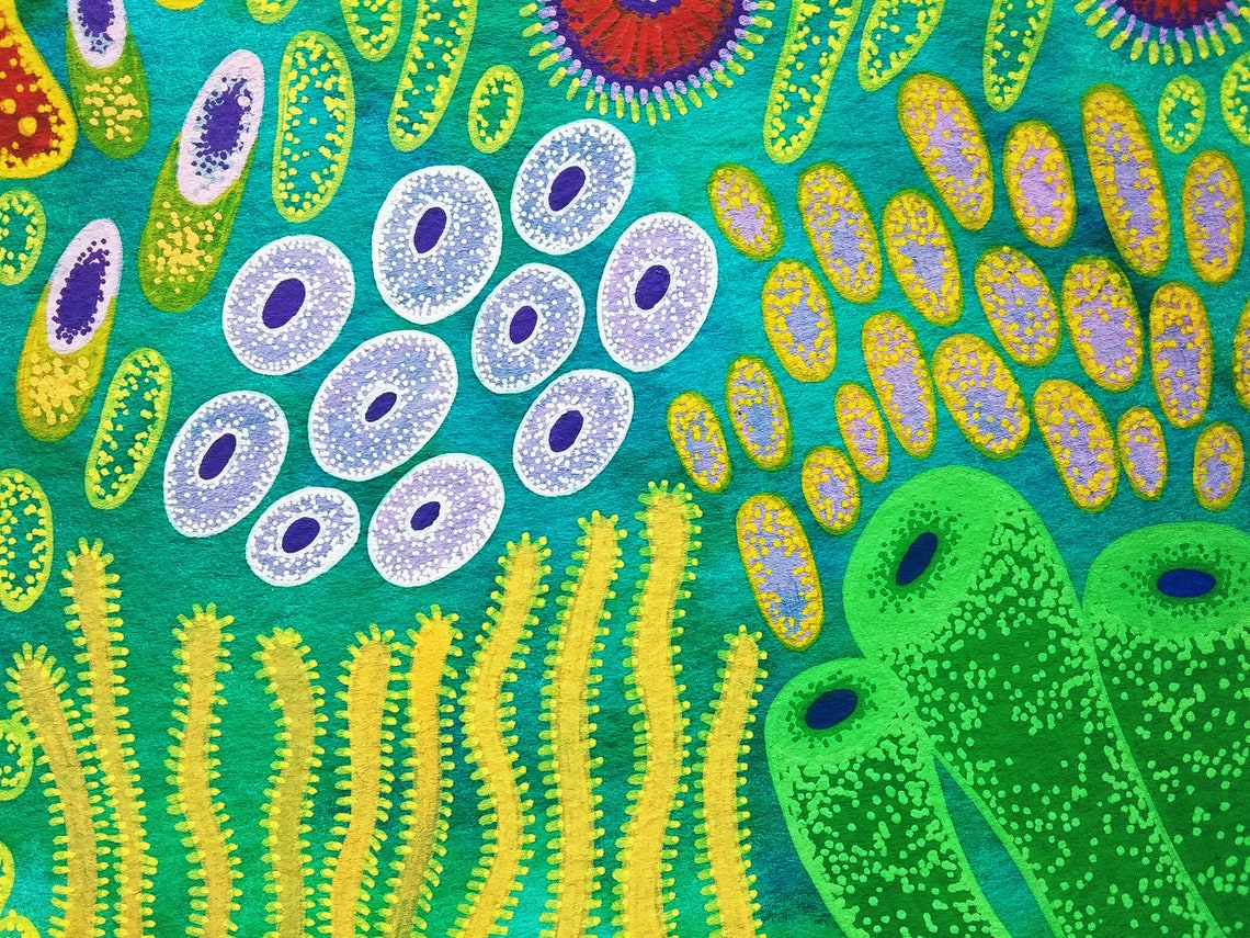 Underwater Painting Dot Pointillism Original Art 9 X 12 by Nikad ...
