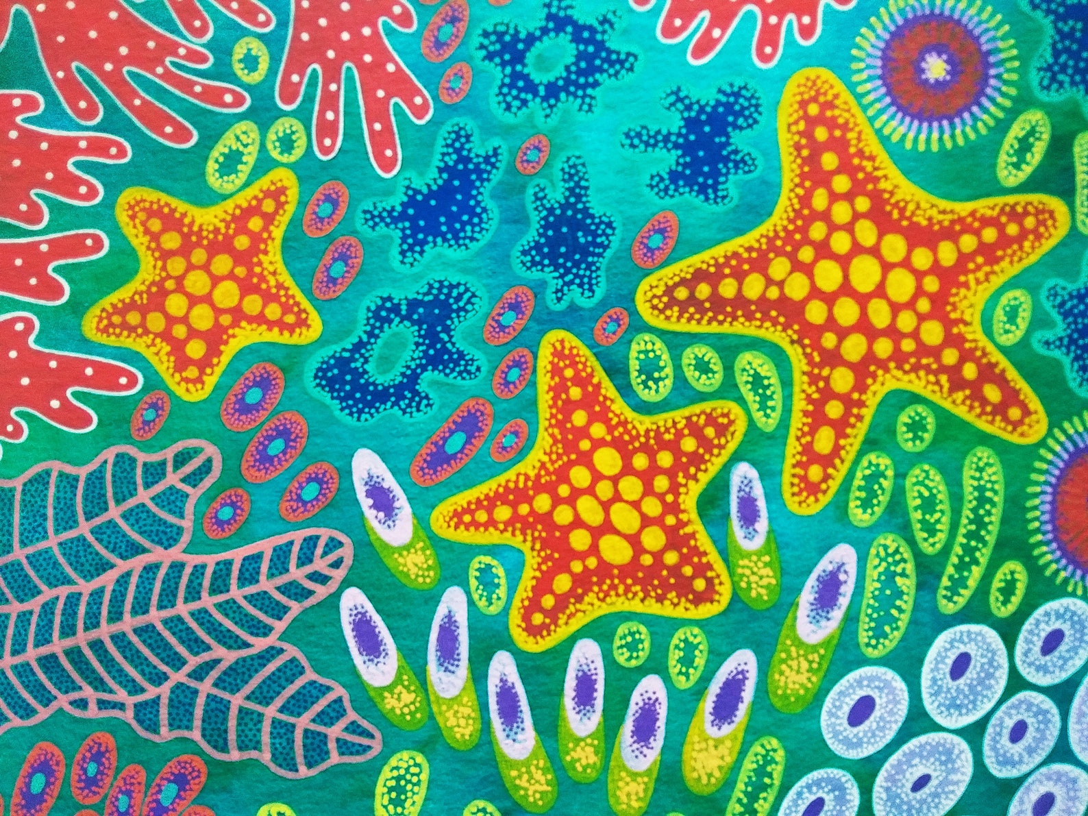 Underwater Painting Dot Pointillism Original Art 9" X 12" by Nikad ...