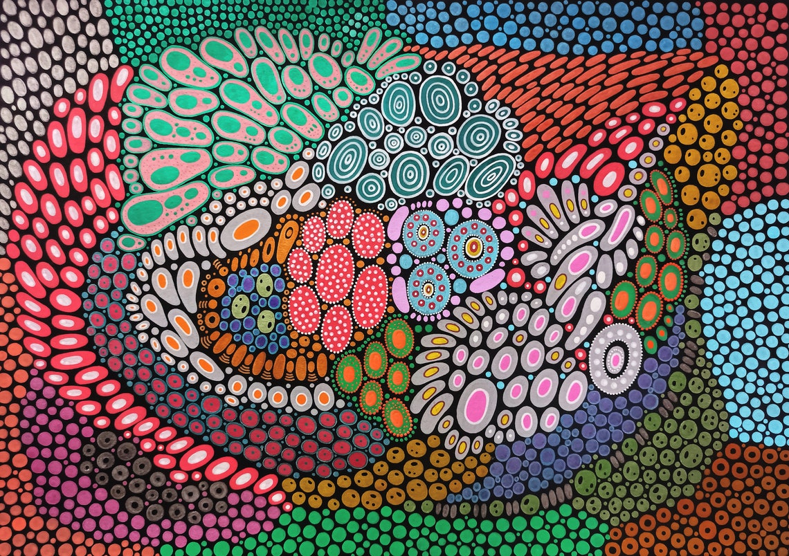 Dot Painting Pointillism Original Art 11 X 16 by - Etsy