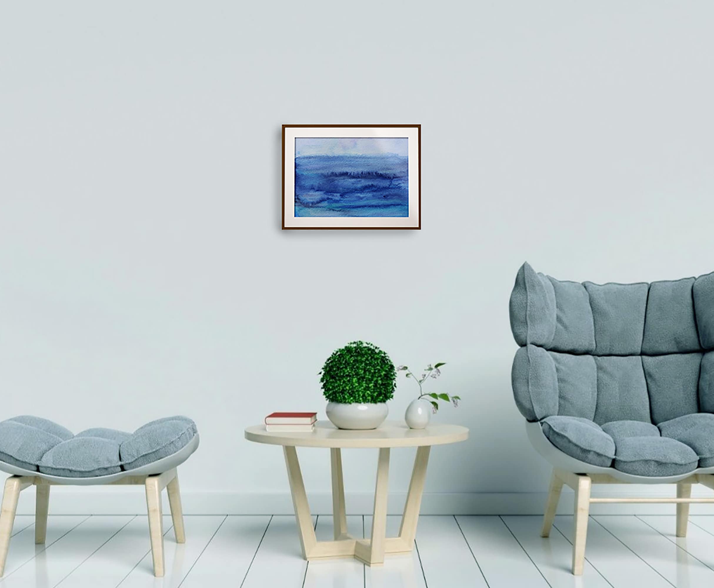 Cape Cod Seascape Painting Original Art Watercolor Abstract Ocean Waves ...