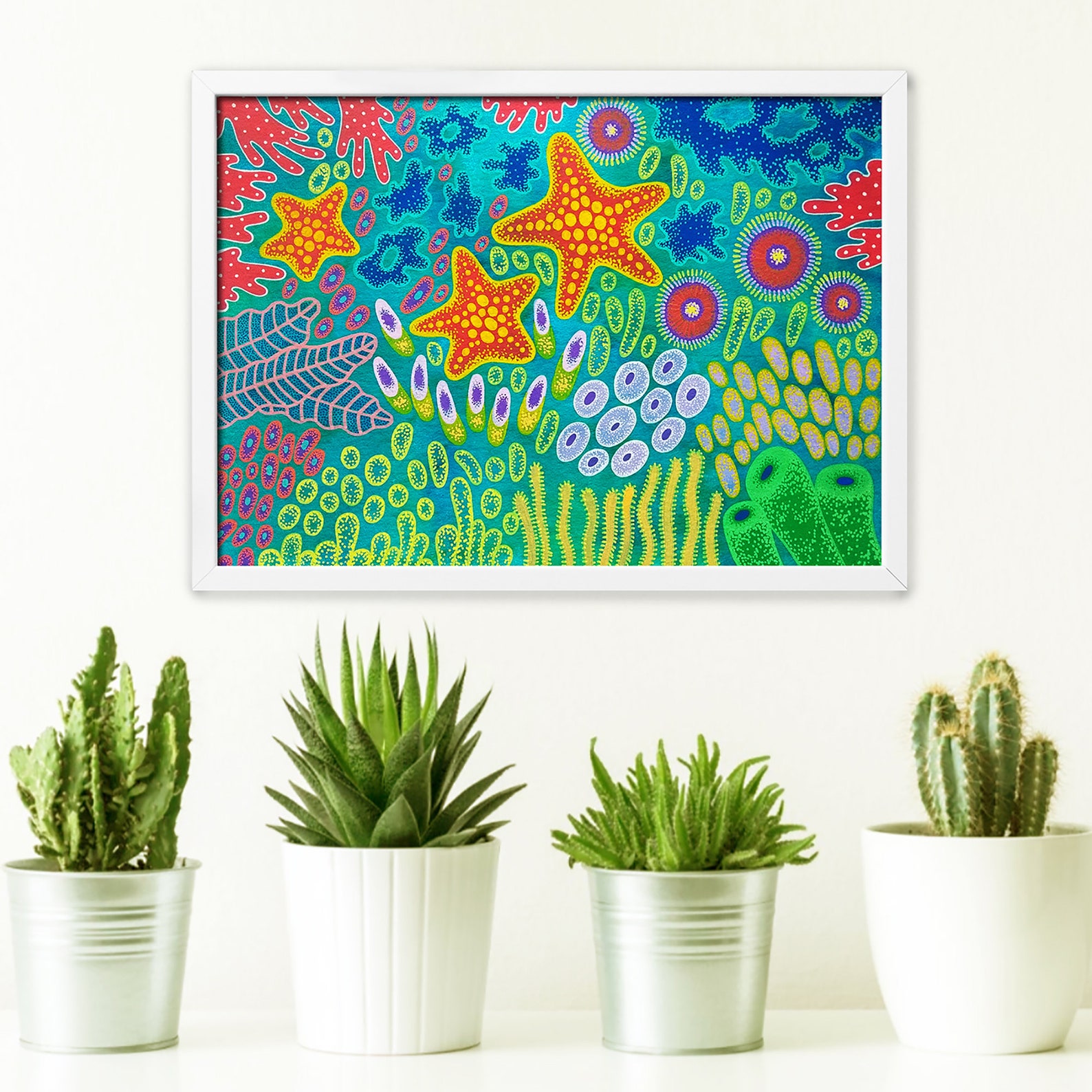 Underwater Painting Dot Pointillism Original Art 9 X 12 by Nikad ...