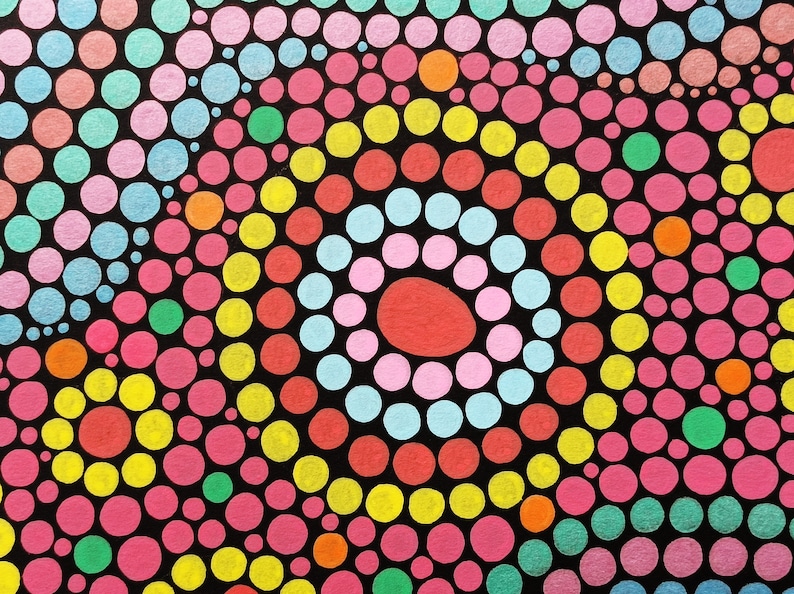 Dot Painting Pointillism Original Art 11" X 16" Mandala Dot Art Dotted ...