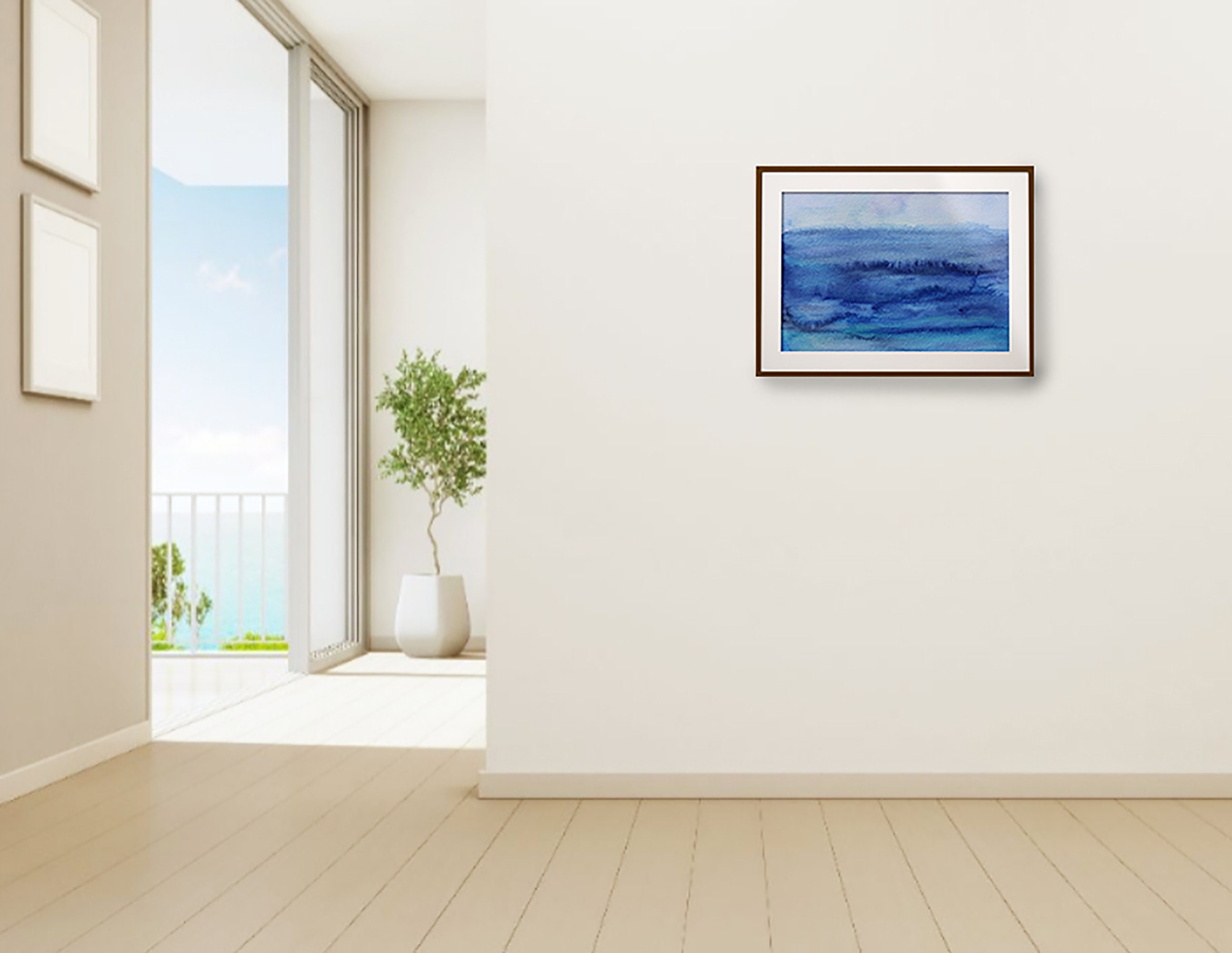 Cape Cod Seascape Painting Original Art Watercolor Abstract Ocean Waves ...