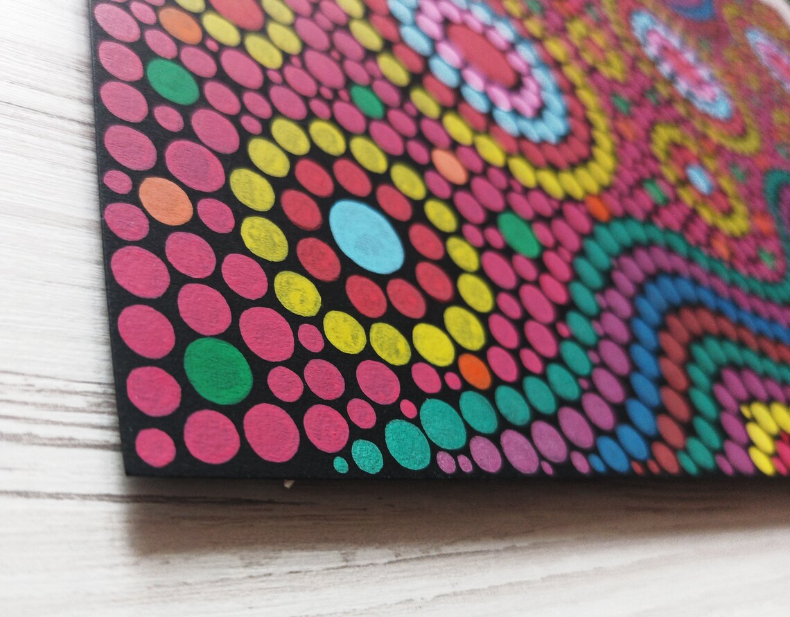 Dot Painting Pointillism Original Art 11" X 16" Mandala Dot Art Dotted ...