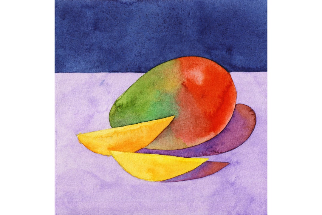 Mango Painting Tropical Fruit Original Art 7" X 7" by Nikademenko Food ...