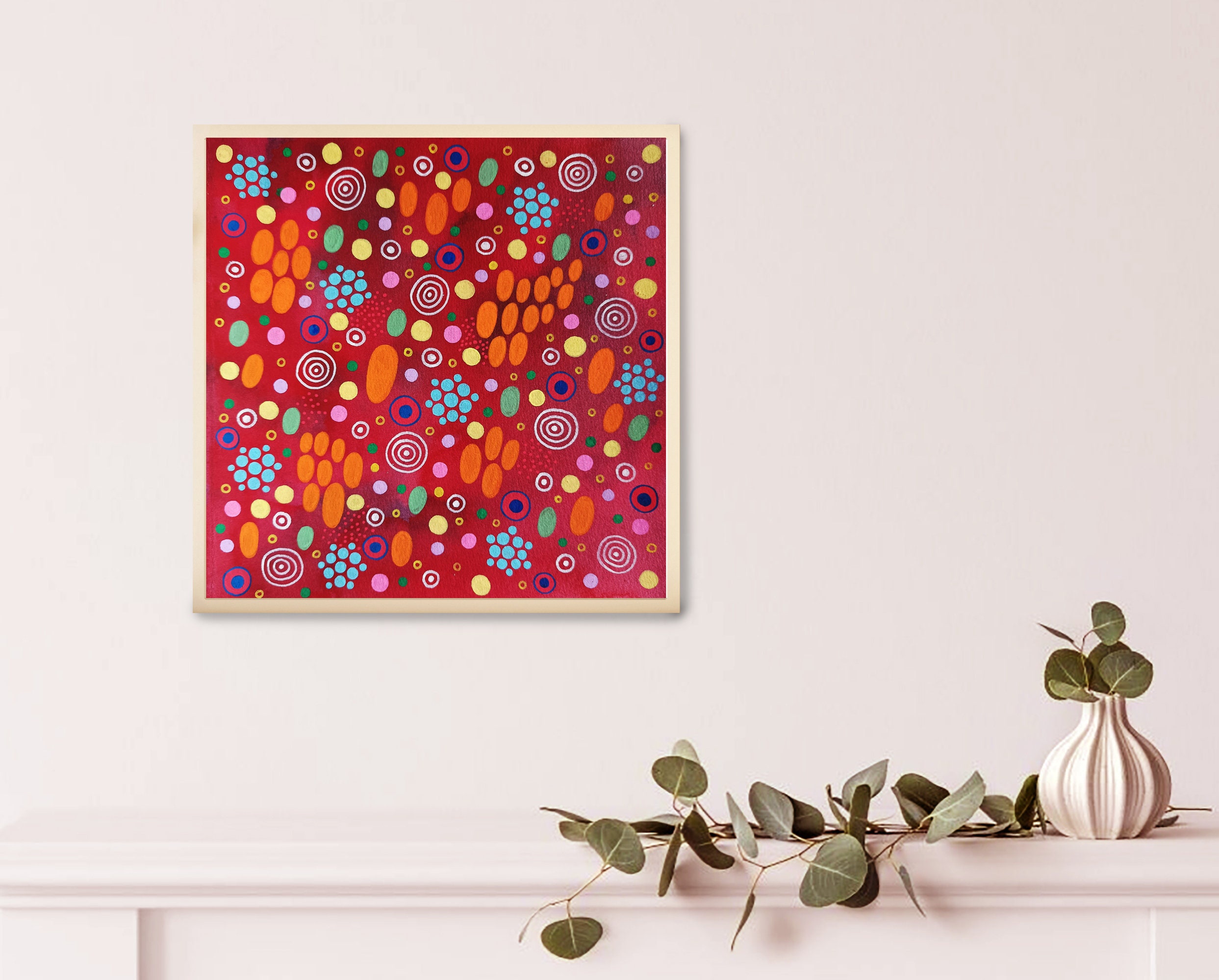 Dot Painting Purple Pointillism Original Art 7 X 7 Trippy Folk Art Dot ...