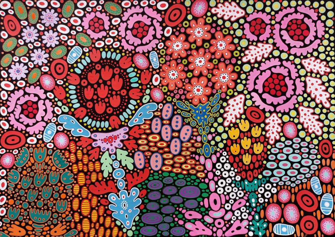 Dot Painting Pointillism Original Art 11" X 16" by Nikad Ukrainian Folk ...