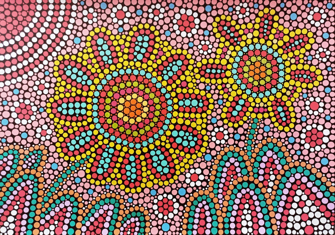 Dot Art Painting Folk Art Floral Original Artwork 11 X 16 by Nikad ...