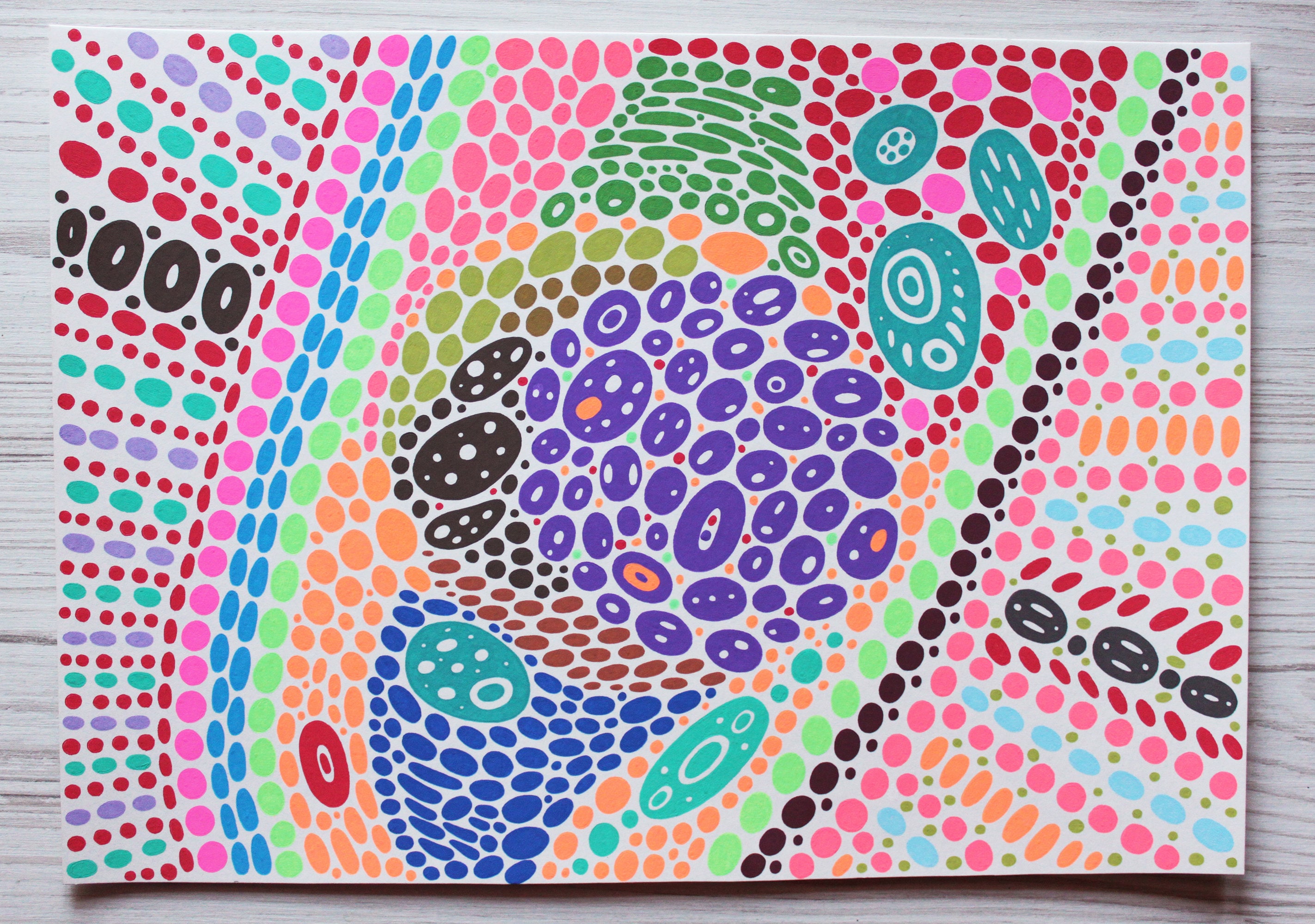 Dot Art Painting Pointillism Original Art 8 X 11 by Nikademenko Boho ...