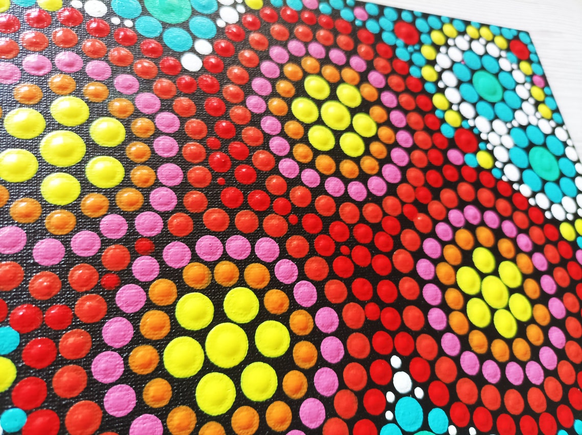 Dot Painting Pointillism Original Art 8 X 12 Mandala Dot Art Dotted ...