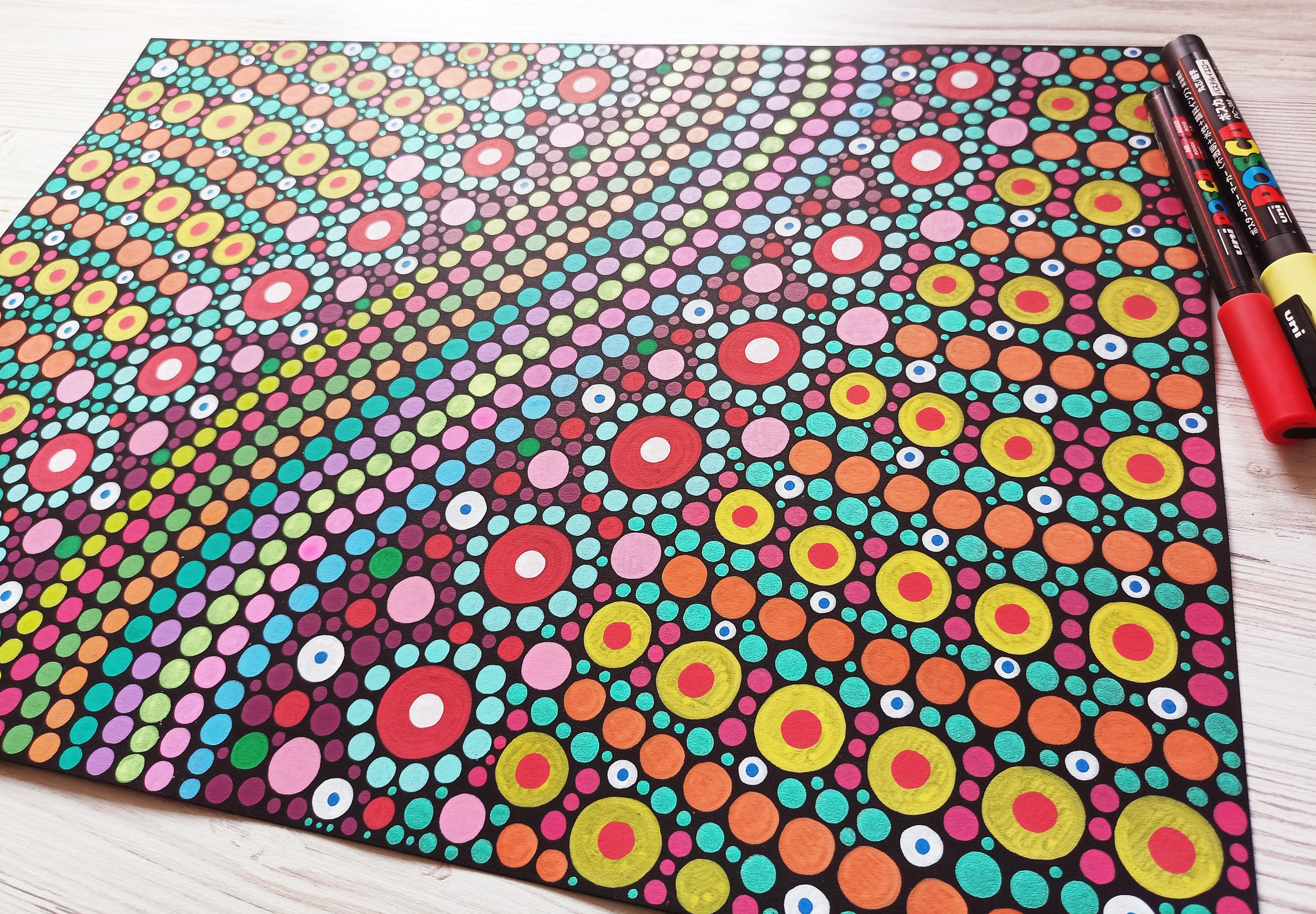 Dot Painting Pointillism Original Art 11 X 16 Dot Art Dotted Abstract ...