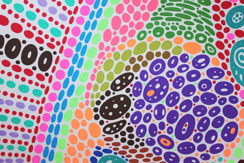 Dot Art Painting Pointillism Original Art 8 X 11 by Nikademenko Boho ...