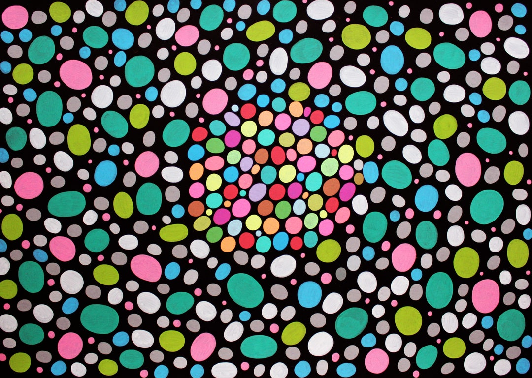 Dot Painting Pointillism Original Art 11" X 16" by Nikad Colorful ...