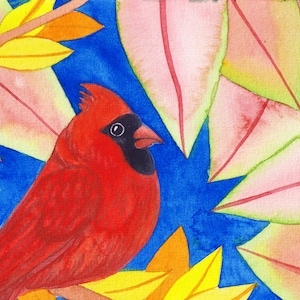 Red Cardinal Painting Original Art Bird Artwork Wildlife | Etsy