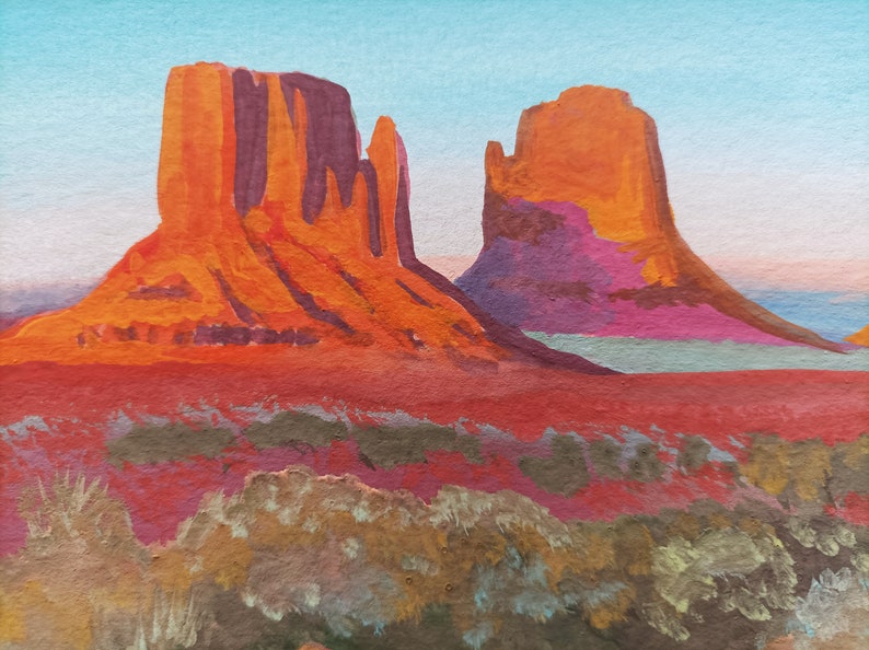 Monument Valley Painting Arizona Original Art 6" X 6" by Nikad ...